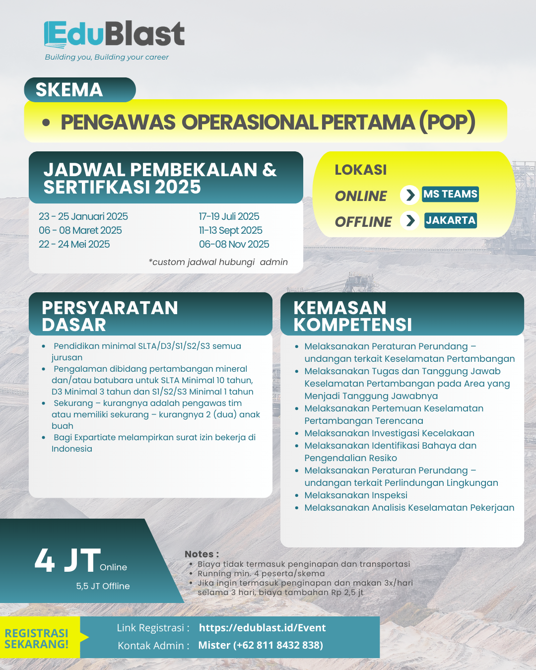 Sertifikat POP Tambang Resmi BNSP | Pelatihan dan Sertifikasi EduBlast